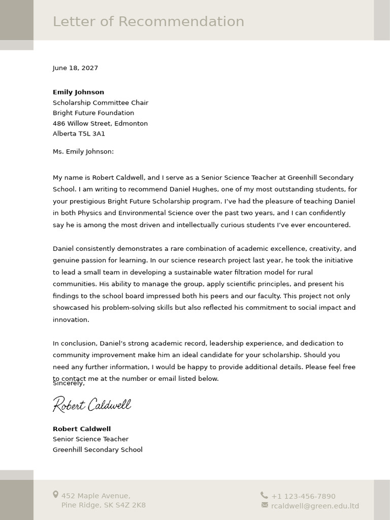 Recommendation for Bright Future Scholarship | PDF