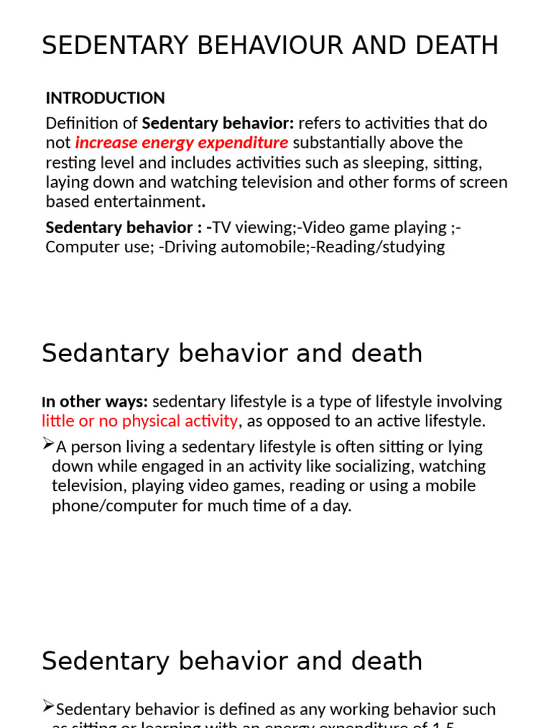 Impact of Sedentary Behavior on Health | PDF | Sedentary Lifestyle ...