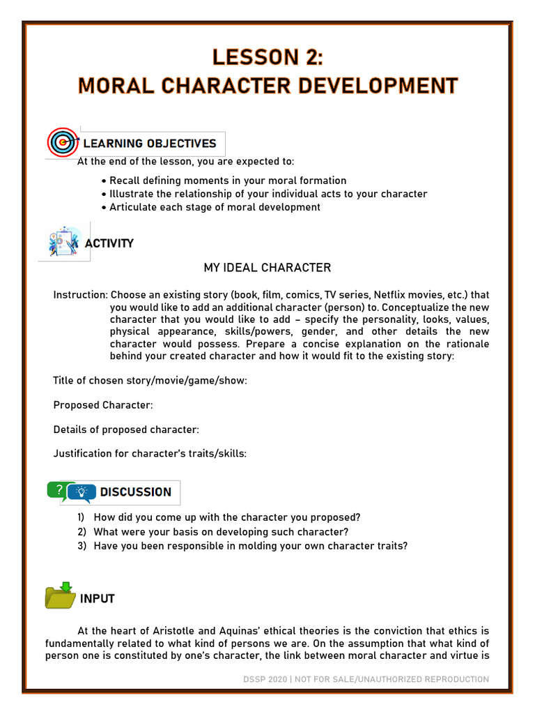 Lesson 2 Moral Character Development | PDF | Virtue | Psychology