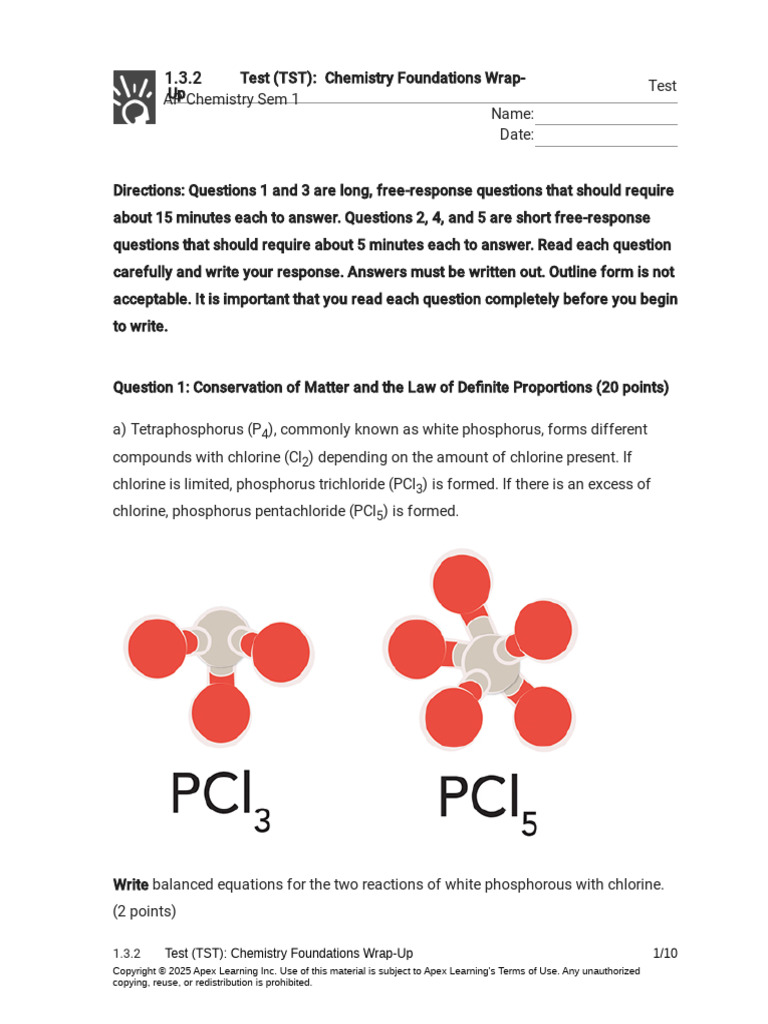 Chemistry Foundations Test Overview | PDF | Mole (Unit) | Chemical ...
