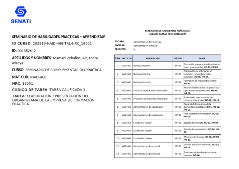 Hoja Datos Seminario i - Nrc 18001 - Tarea 1 | PDF