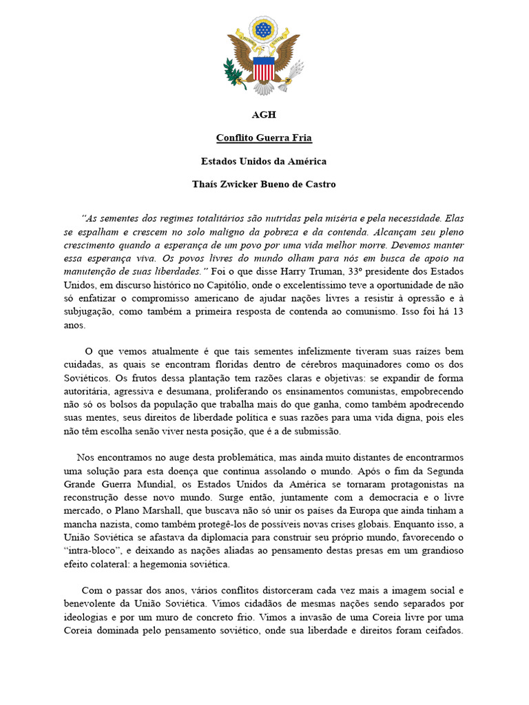AGH - Thaís Zwicker - Estados Unidos Da América | PDF | União Soviética ...