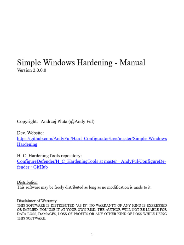 Simple Windows Hardening - Manual Simple Windows Hardening - Manual ...