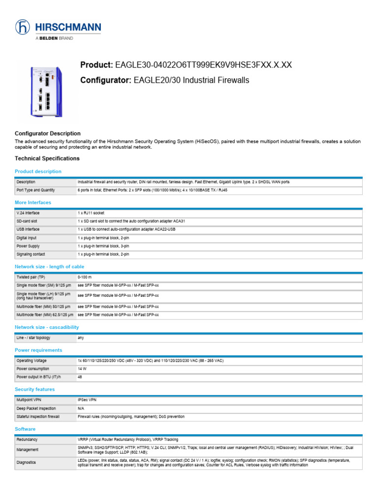 EAGLE30-04022O6TT999EK9V9HSE3FXXXXX Techdata | PDF | Electromagnetic Compatibility | Hertz