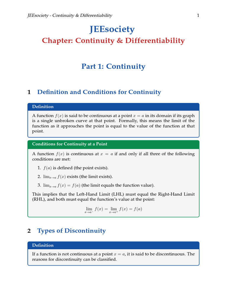 Continuity & Differ | PDF | Continuous Function | Derivative