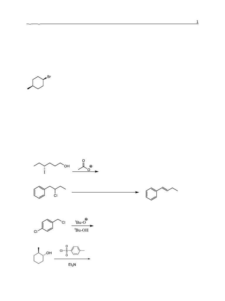 Chem 24 Pal Worksheet Sn1, Sn2, E1, E2 Summary | PDF