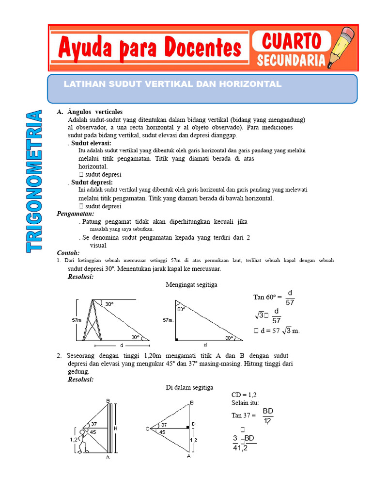 Latihan Sudut Vertikal dan Horizontal | PDF