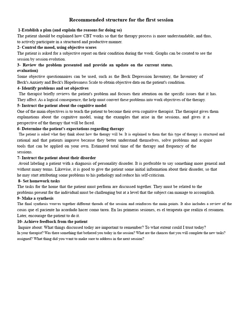 STRUCTURE OF THE 1st SESSION AND 2nd SESSION | PDF | Cognitive ...
