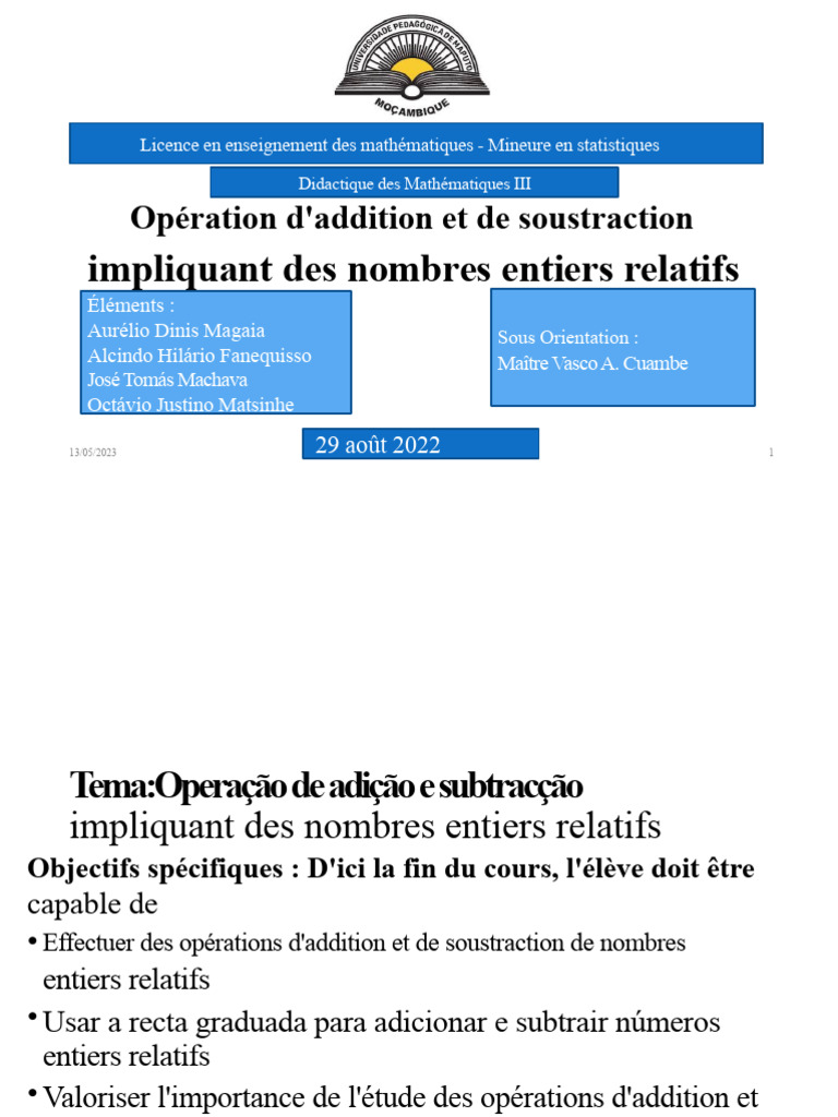 Addition Et Soustraction de Nombres Entiers | PDF | Entier naturel ...