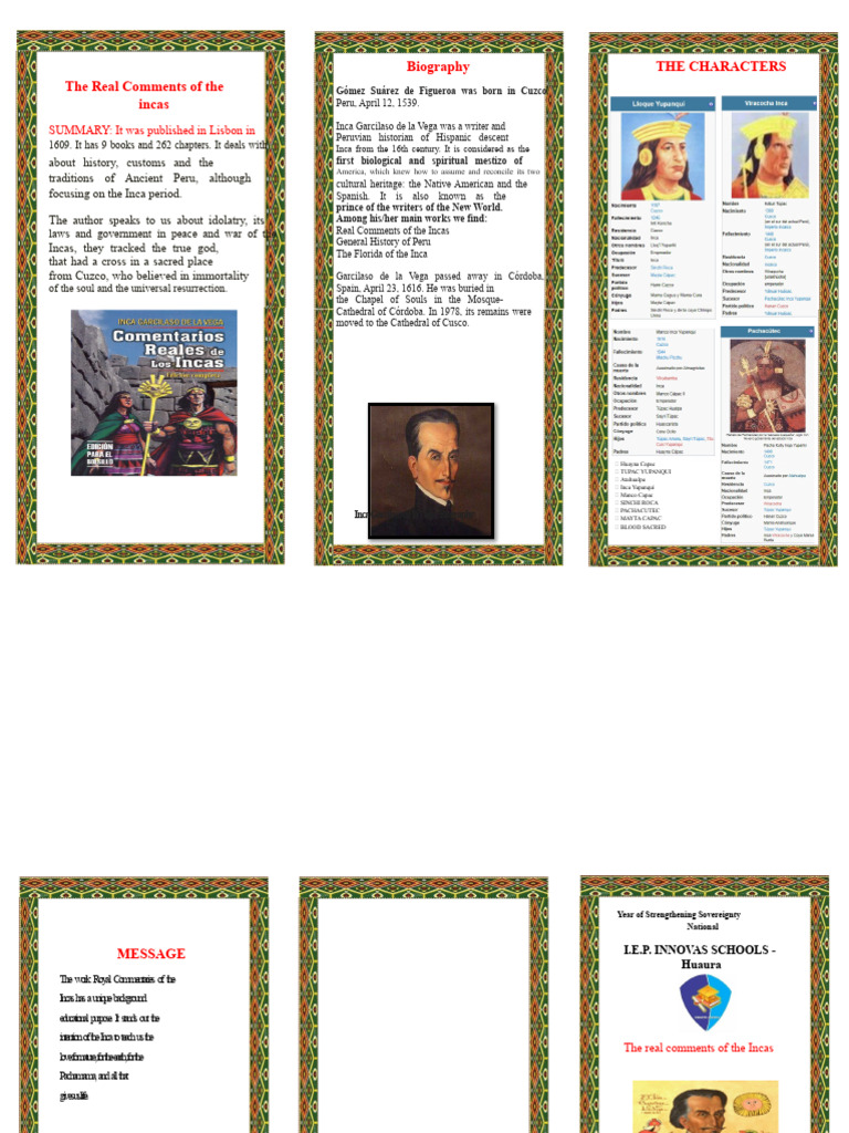 Triptych Real Comments of The Incas | PDF | Inca Empire | Andes