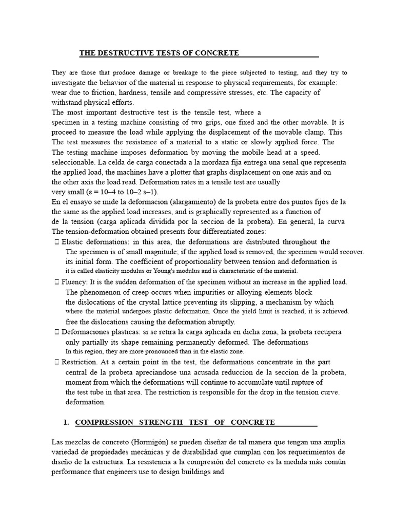 Destructive Concrete Testing Methods | PDF | Deformation (Engineering ...