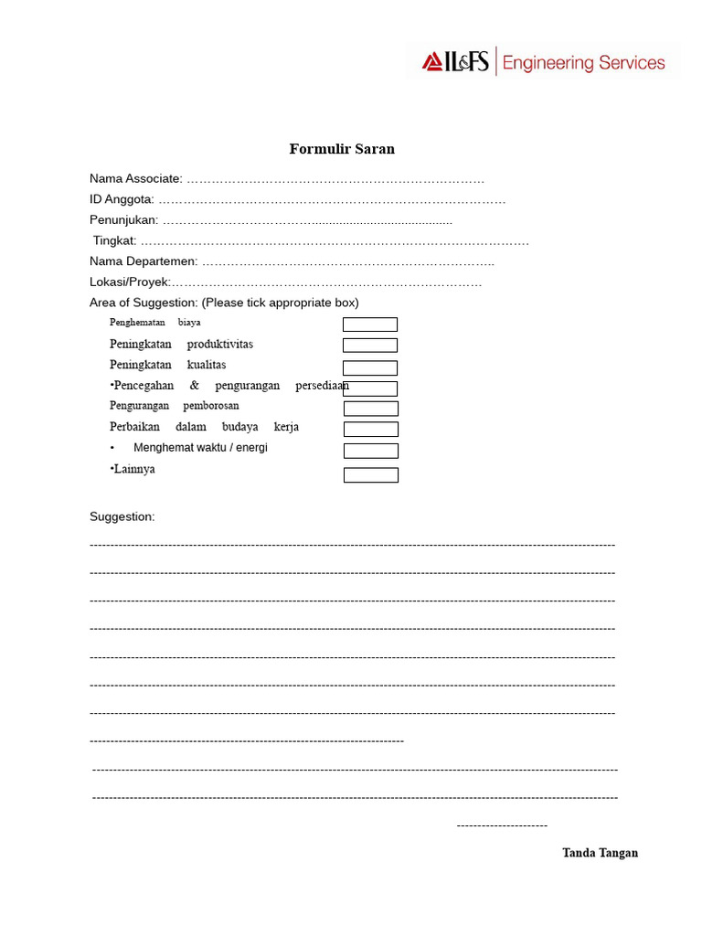 Formulir Saran | PDF