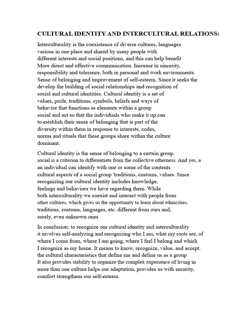 Cultural Identity and Intercultural Relations | PDF