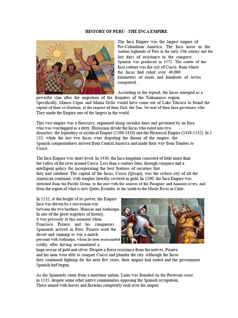 History of Peru | PDF | Inca Empire | Francisco Pizarro