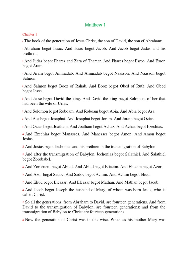 Matthew 1 | PDF | Biblical Magi | Mary, Mother Of Jesus