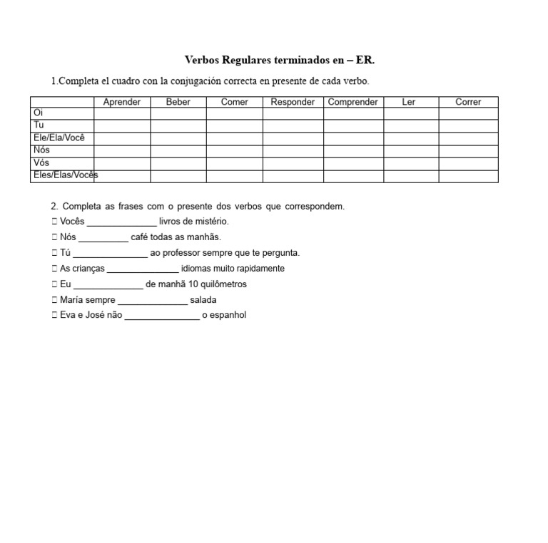 Verbos Regulares Er | PDF