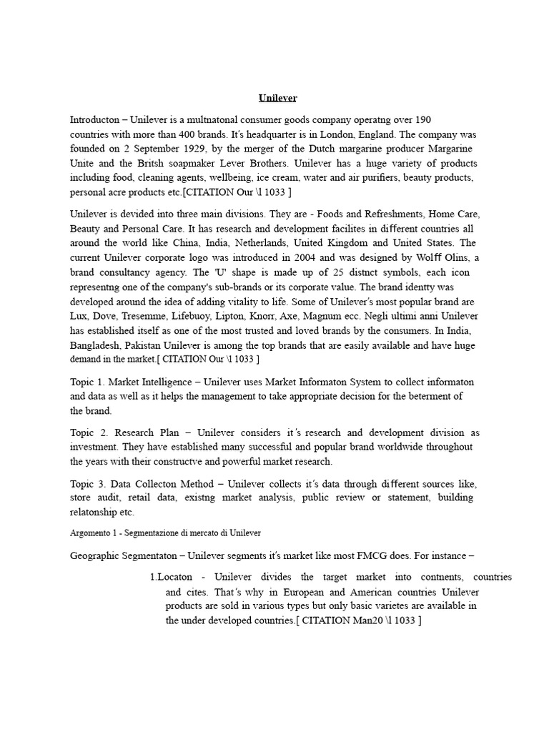 Unilever | PDF | Market Segmentation | Unilever