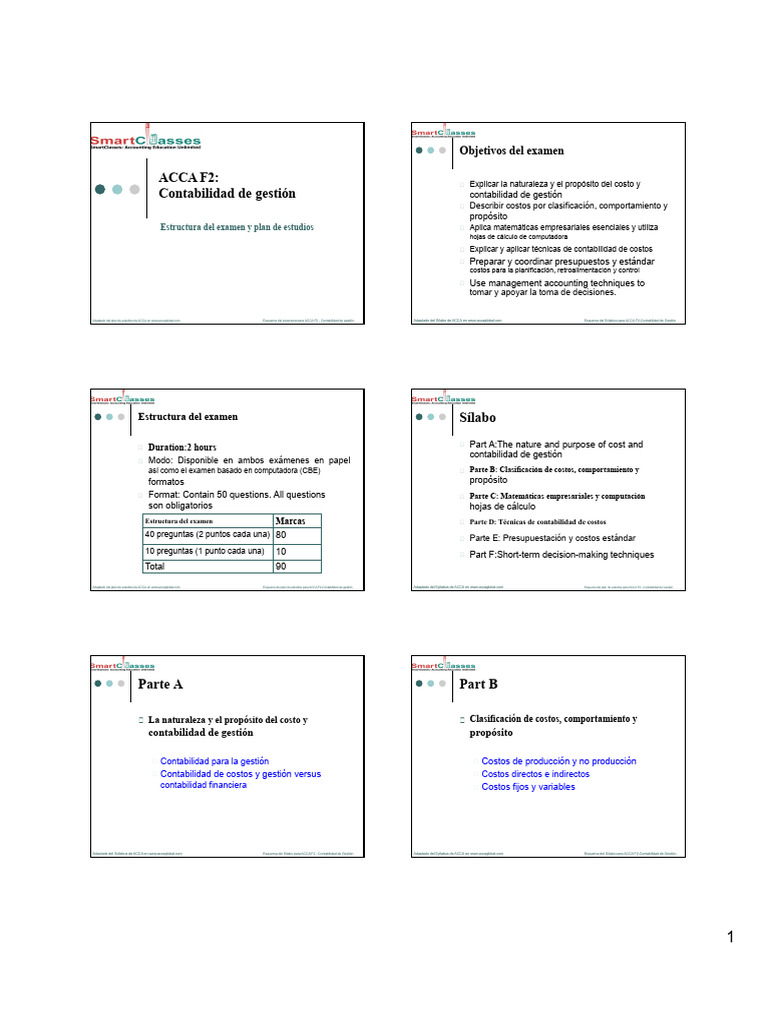 Sílabo de ACCA F2 | PDF | Presupuesto | Contabilidad de gestión