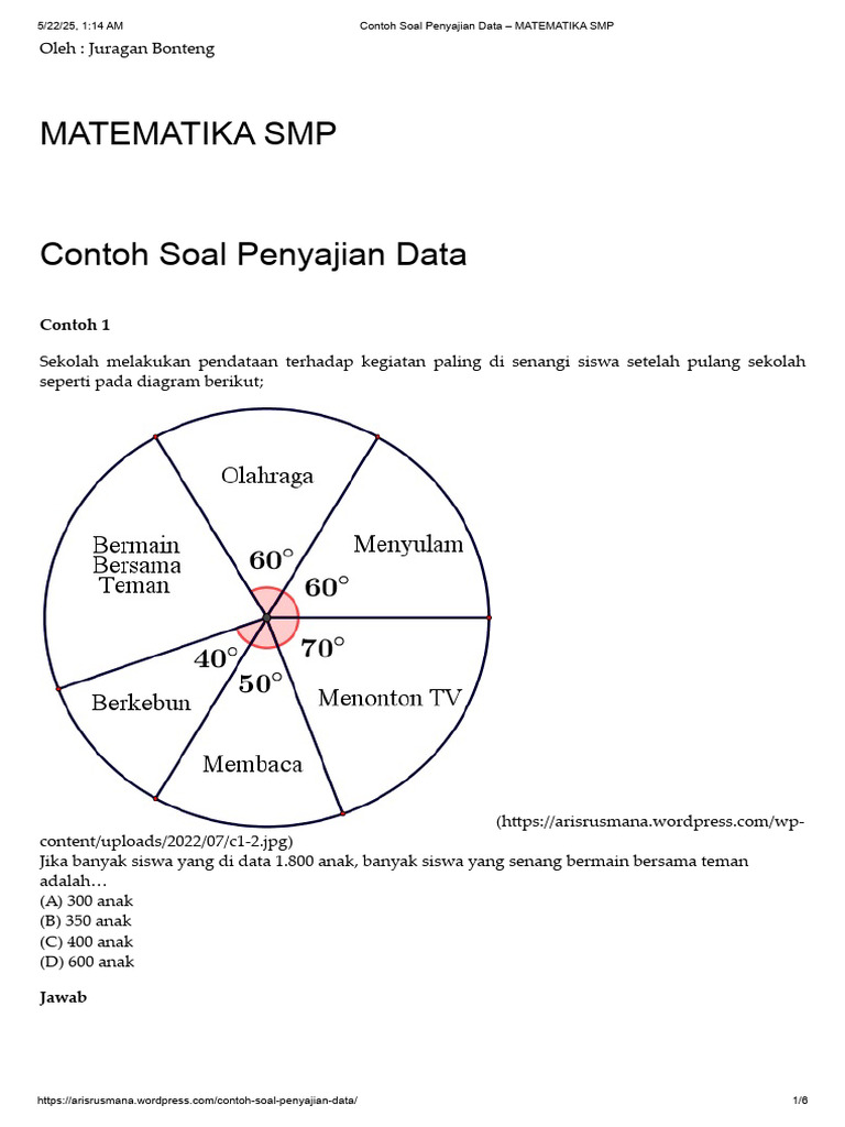 Contoh Soal Penyajian Data Matematika SMP | PDF