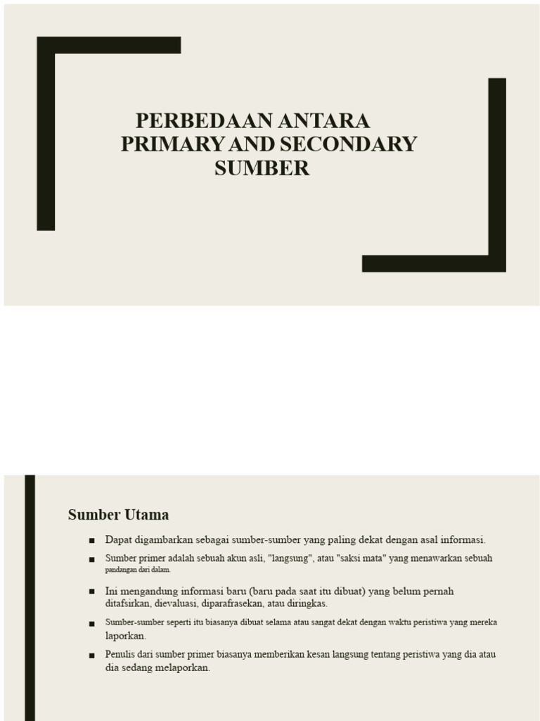 Perbedaan Antara Sumber Primer Dan Sumber Sekunder | PDF
