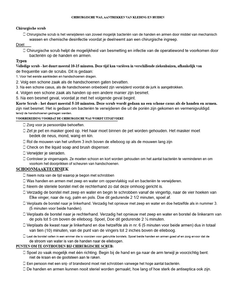 Scrubben, Aankleden en Handschoenen Aantrekken | PDF