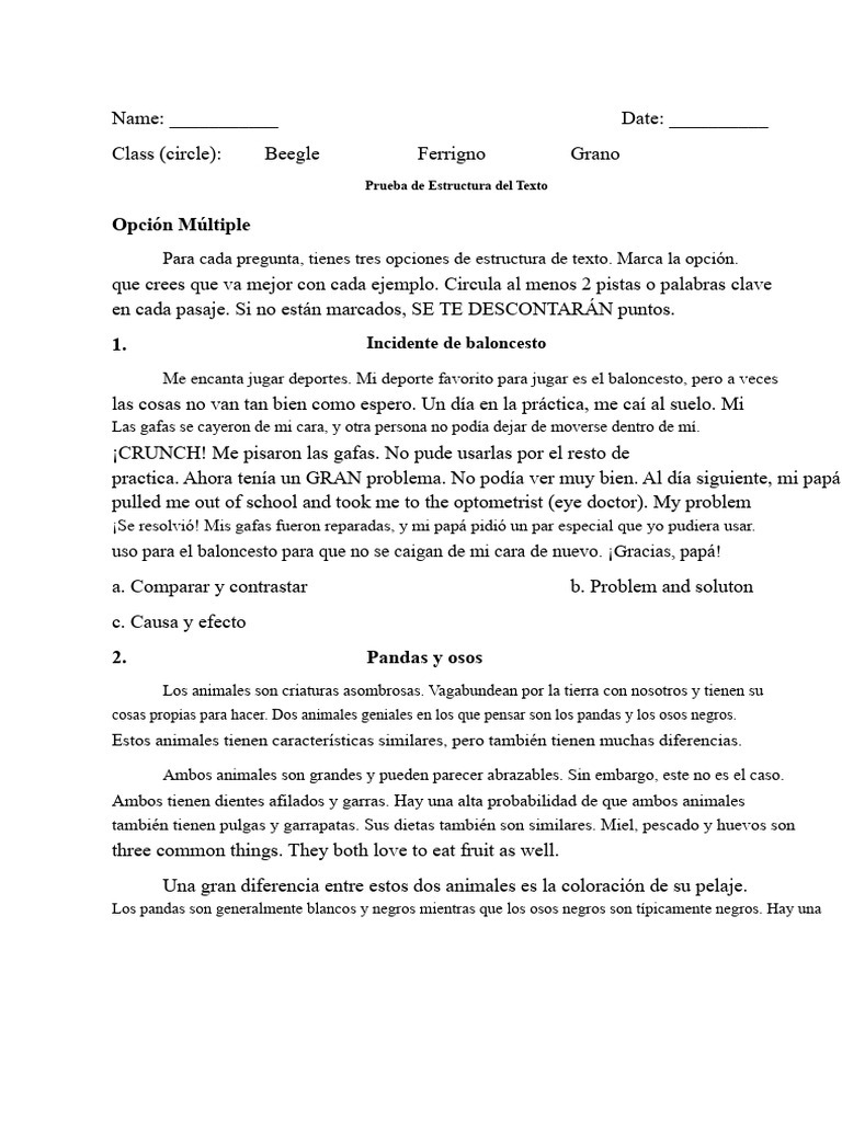 Prueba de Estructura de Texto | PDF