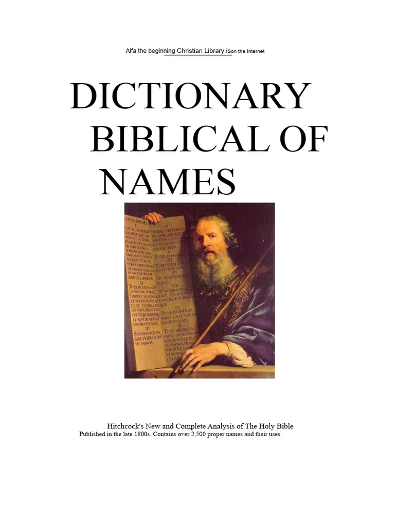 Biblical Names Dictionary Overview | PDF