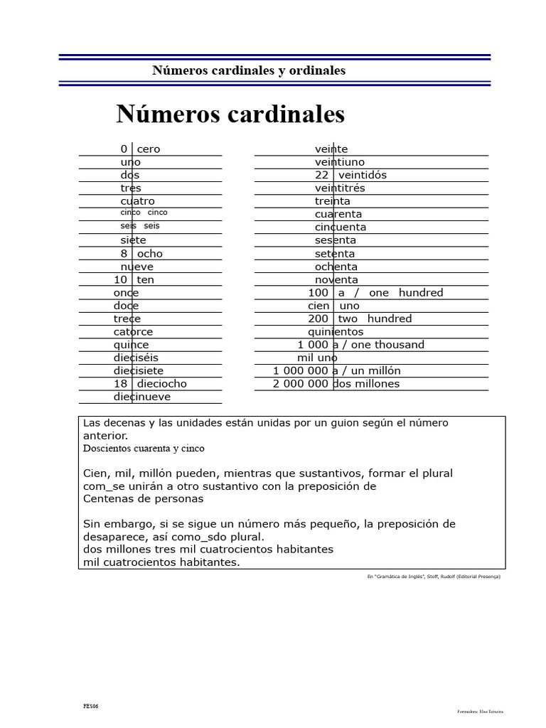 Números Cardinales y Ordinales | PDF