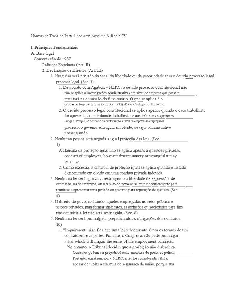 Normas de Trabalho Parte 1 Por Atty. Anselmo S. Rodiel IV | PDF ...