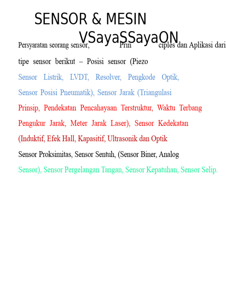 Jenis dan Aplikasi Sensor Mesin | PDF