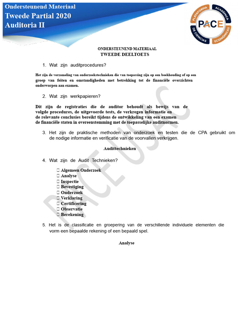 Ondersteunend Materiaal - Tweede Deel Audit II | PDF
