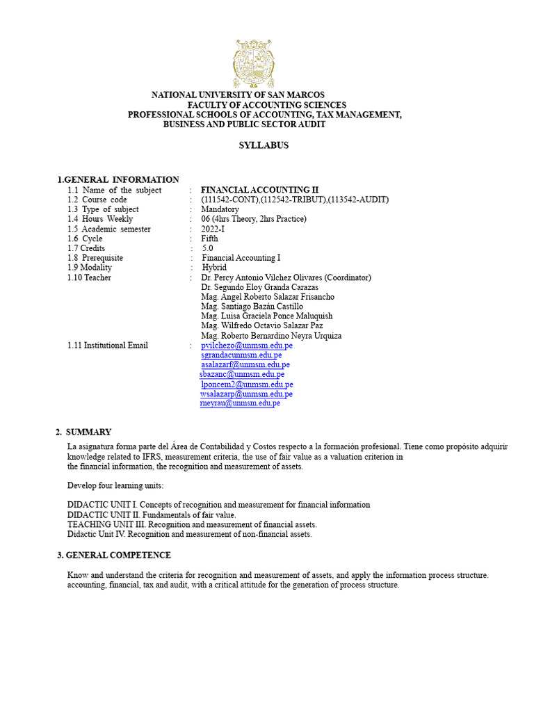 Financial Accounting Ii - 2022-I Final | PDF | Educational Assessment ...