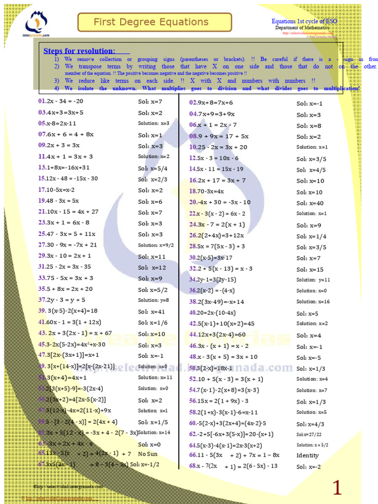 Equations of The First Degree 2 | PDF | Equations | Algebra