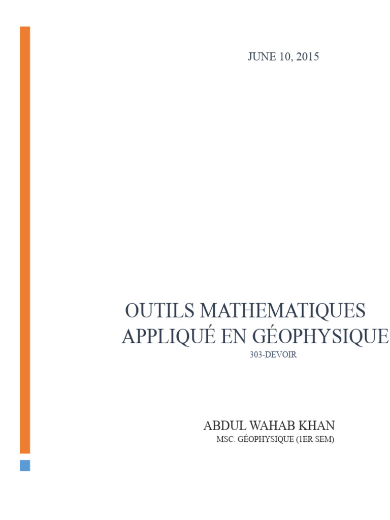 Mathématiques en Géophysique Appliquée | PDF | Divergence (analyse ...