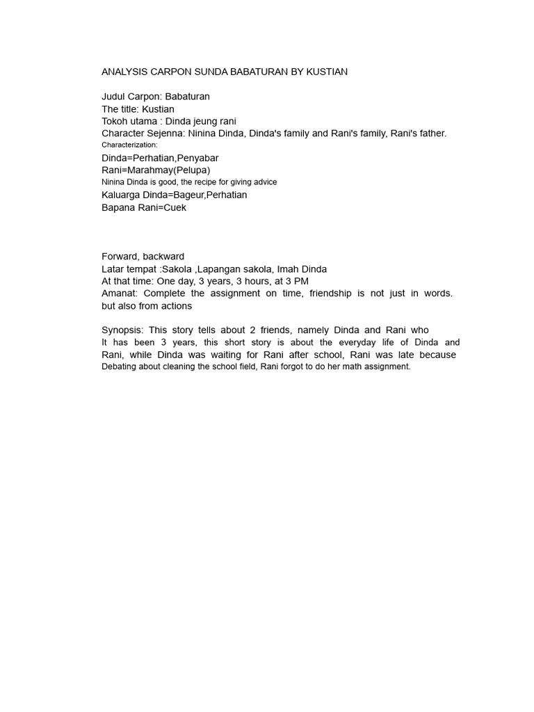 Analysis of Sundanese Carpon Babaturan by Kustian | PDF