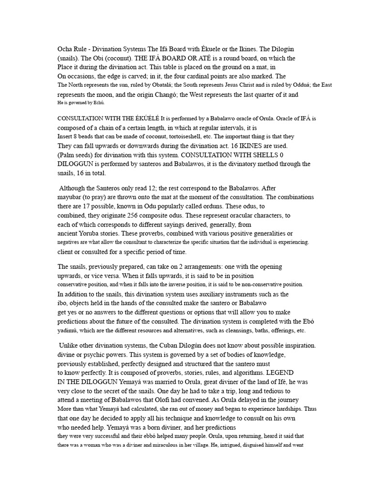 Rule of Ocha Caracol Oba | PDF | Santería | Divination