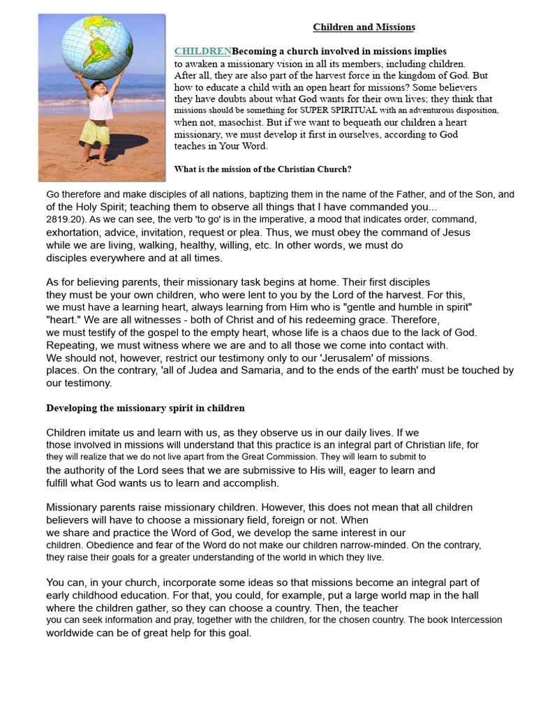 Teaching Children About Missions | PDF | Jesus | Disciple (Christianity)