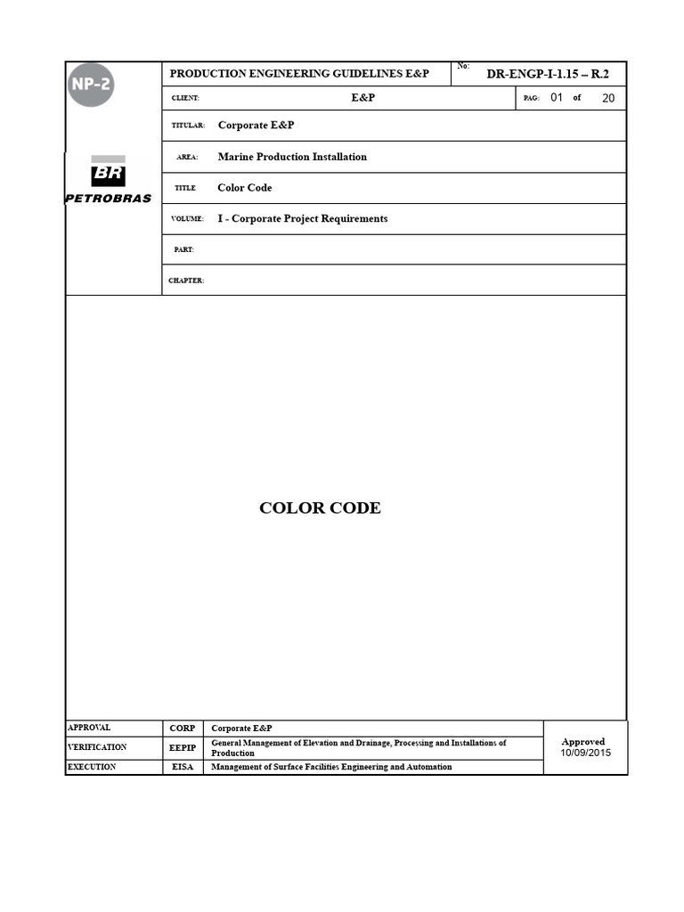 Marine Production Color Code Guidelines | PDF | Water | Pipe (Fluid ...