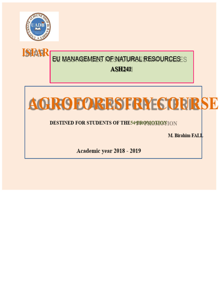 Agroforestry Course Overview and Techniques | PDF | Agriculture | Soil
