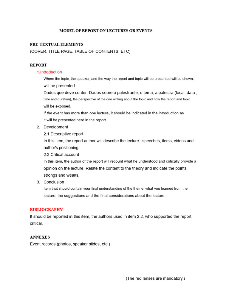 Model of Lecture or Event Report | PDF