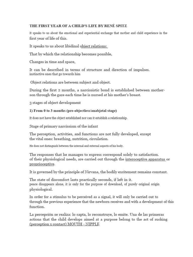 The First Year of A Child's Life by René Spitz | PDF | Infants | Object ...