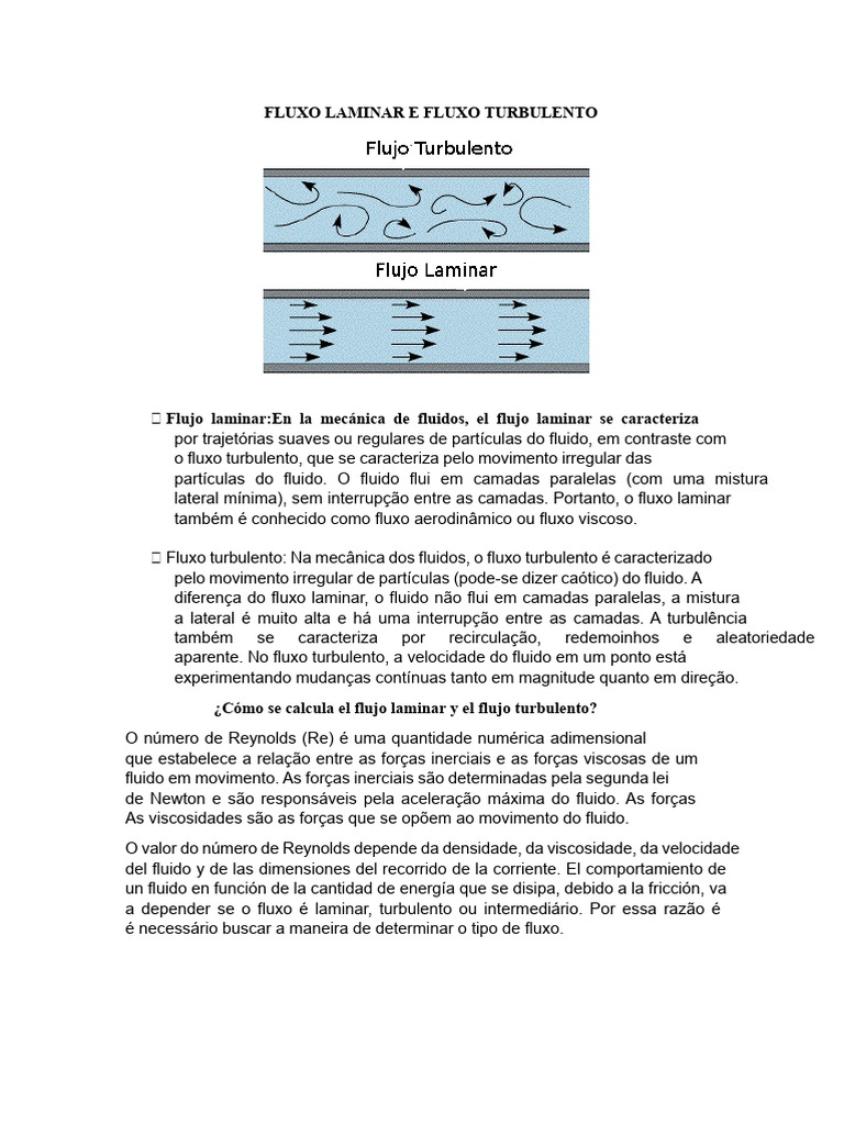 Fluxo Laminar e Fluxo Turbulento | PDF | Coeficiente de Reynolds ...