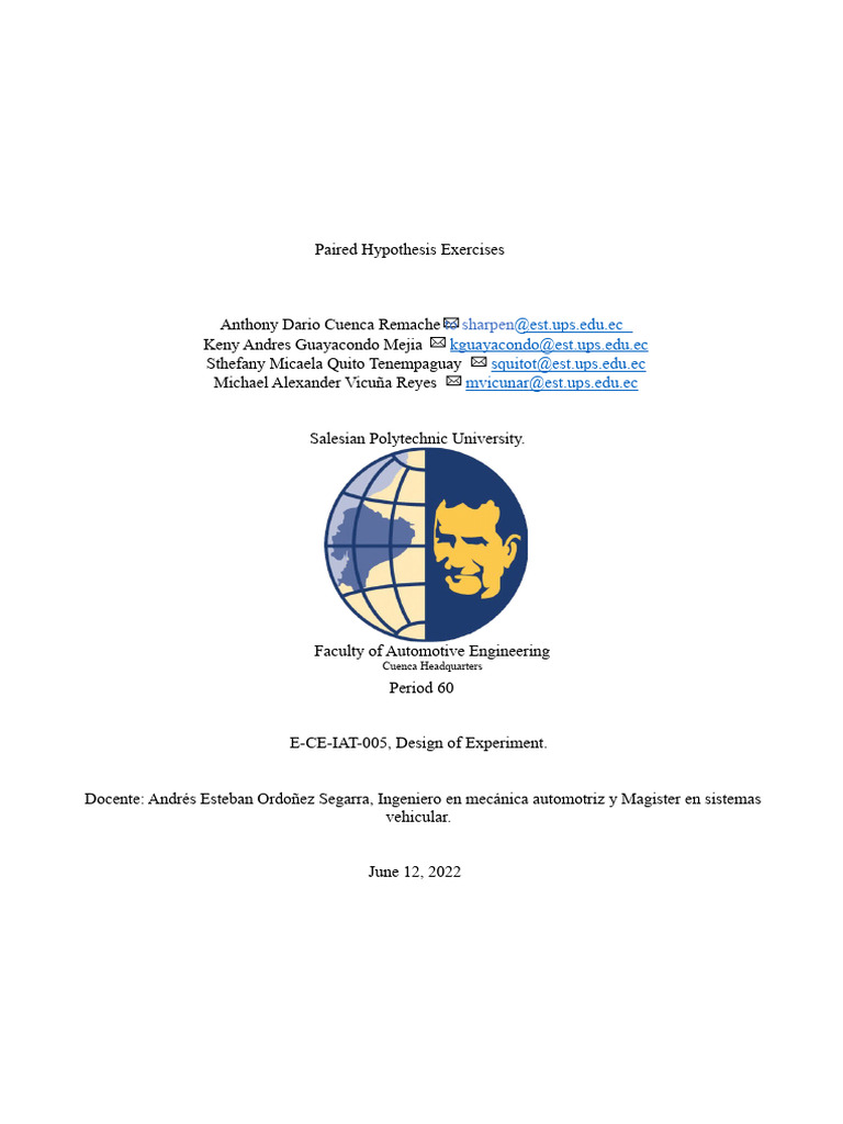 Paired Hypothesis Testing Exercises | PDF | Statistical Significance ...