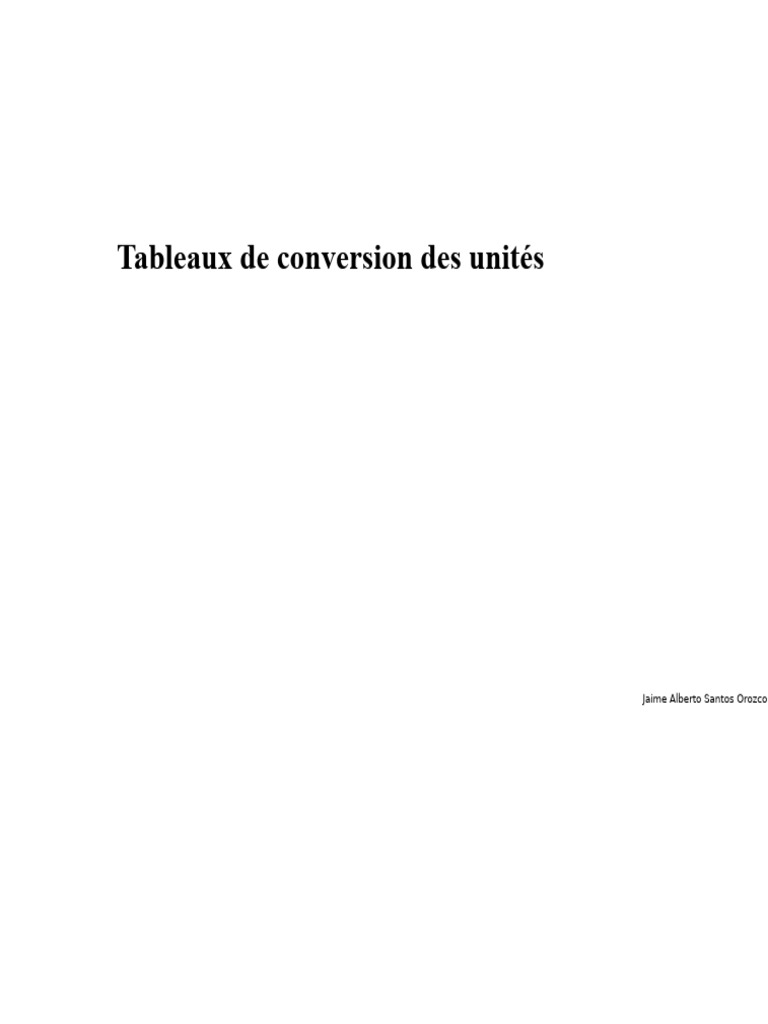 Tableaux de conversion des unités SI | PDF | Système international d ...