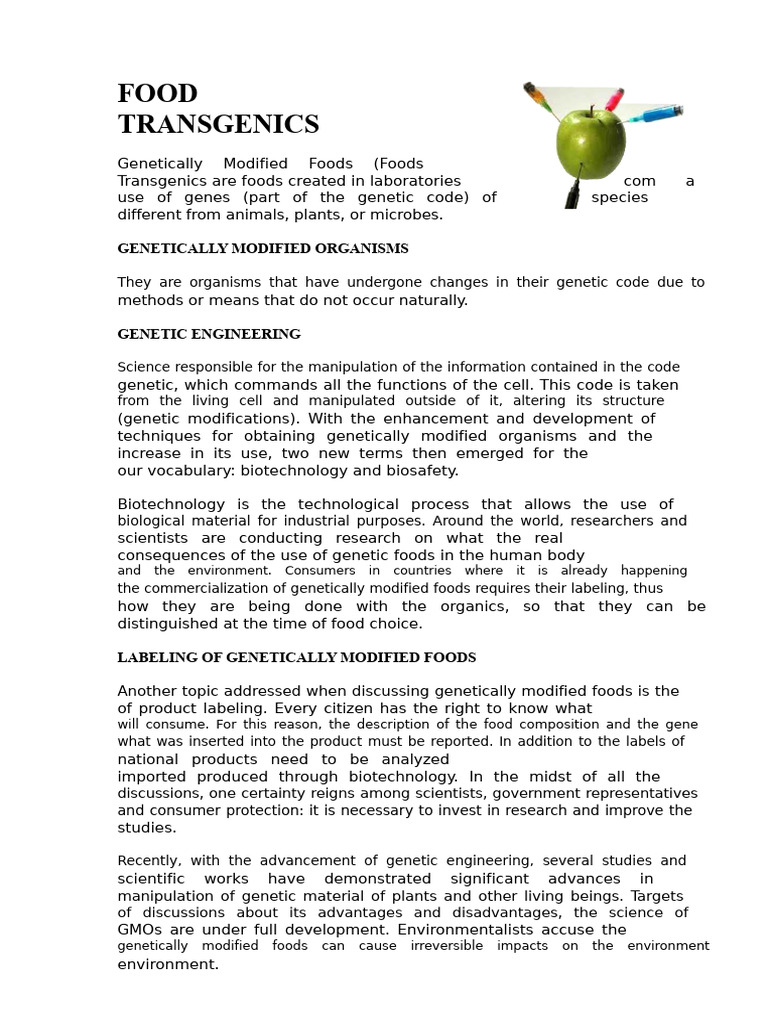 Genetically Modified Foods | PDF | Genetic Engineering | Genetically ...