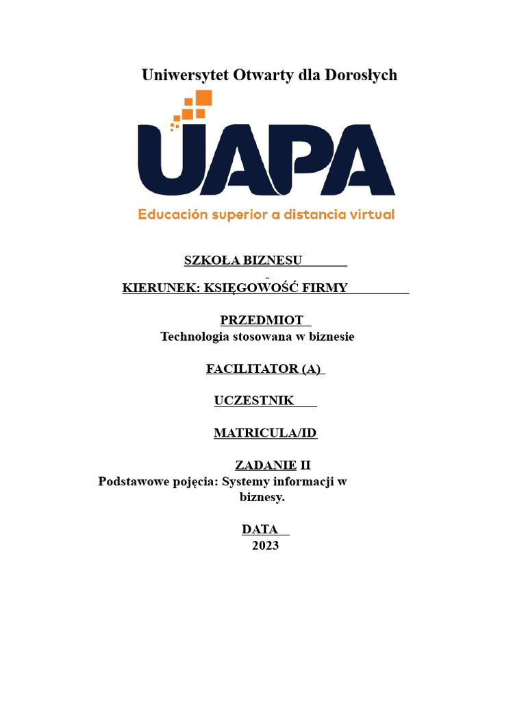 Zadanie 2 Technologia Stosowana W Biznesie | PDF