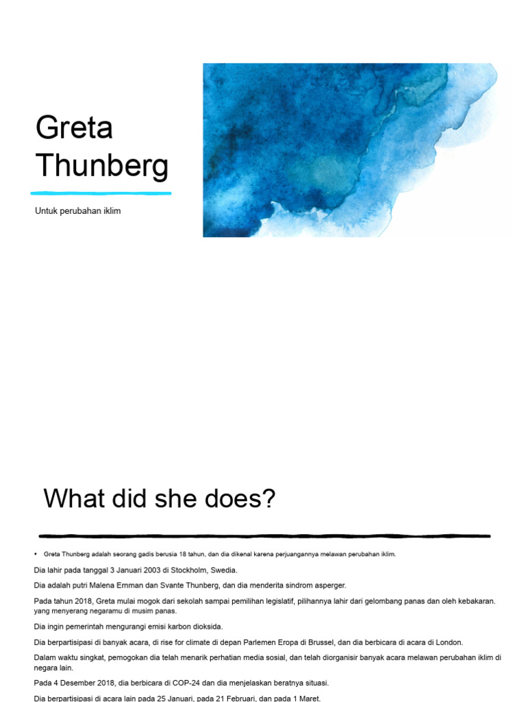 Greta Thunberg: Aktivis Perubahan Iklim | PDF