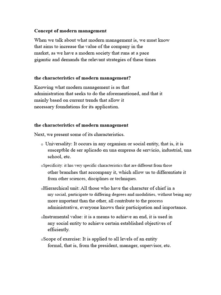 Concept of Modern Management | PDF | Automation | Competitive Advantage