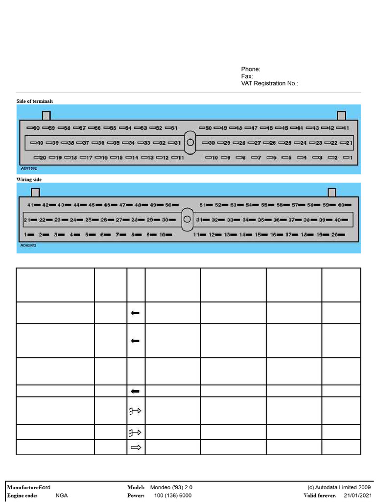 Pinoutecu60 Ford 60 Pins | PDF | Direct Current | Alternating Current