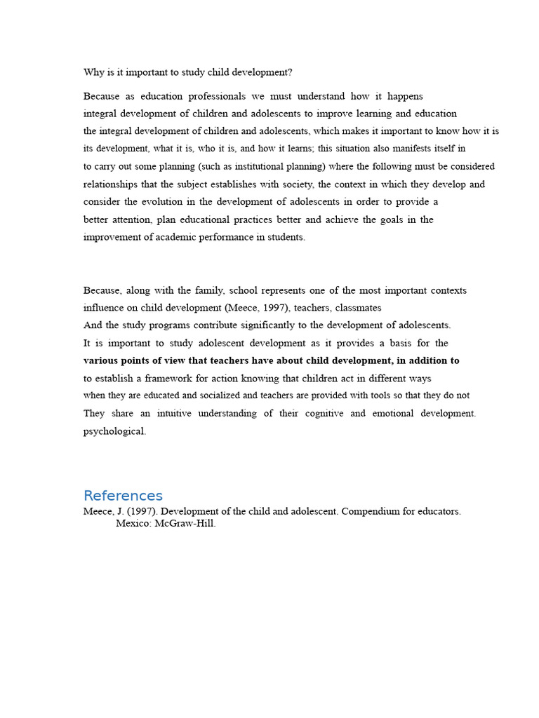 Importance of Studying Child Development | PDF | Child Development ...